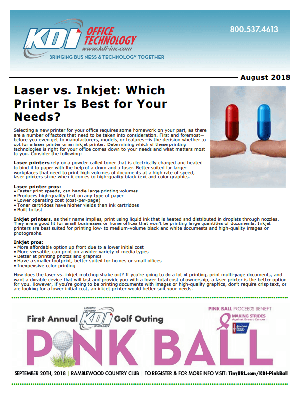 August 2018 Newsletter | KDI Office Technology