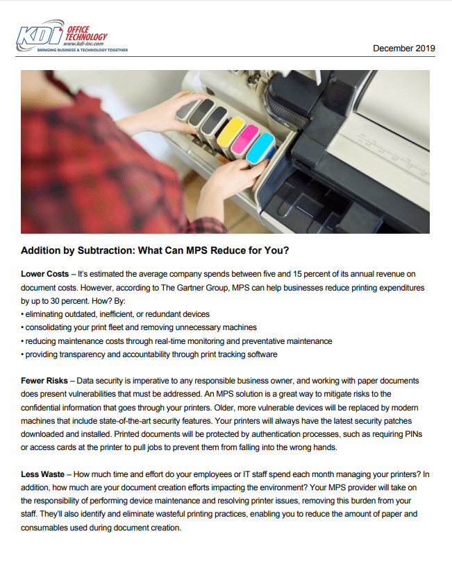 December 2019 Newsletter | KDI Office Technology